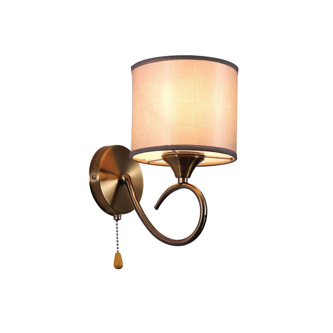 Wall Lamp Grey Fabric Shade Antique Wall Lampss Hook Metal Vintage ...