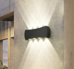 Black 6 way Up Down Outdoor Modern LED Wall Light 4000K 8W(TEKLED) - Tekled