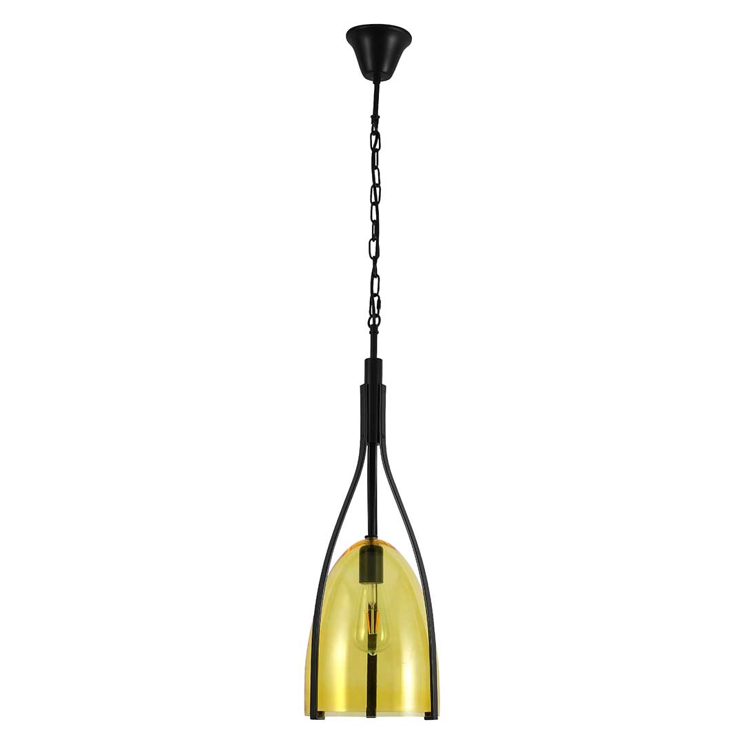 Havana Bell Yellow Glass Pendant Light D215xH280 E27 (TEKLED) – Tekled